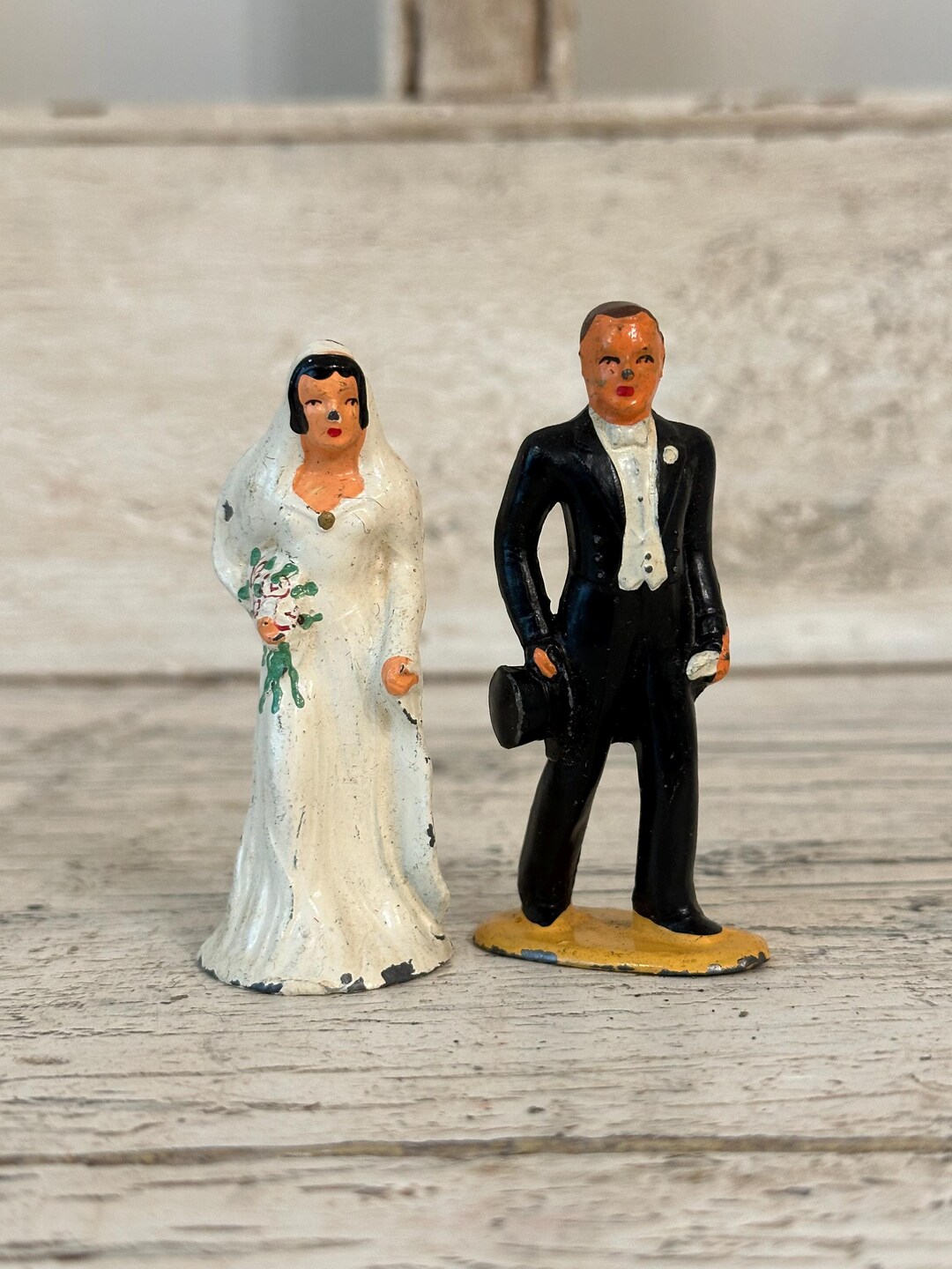 Vintage Barclay Manoil Toys: Bride and Groom - 1930s 1940s - Metal Cake ...