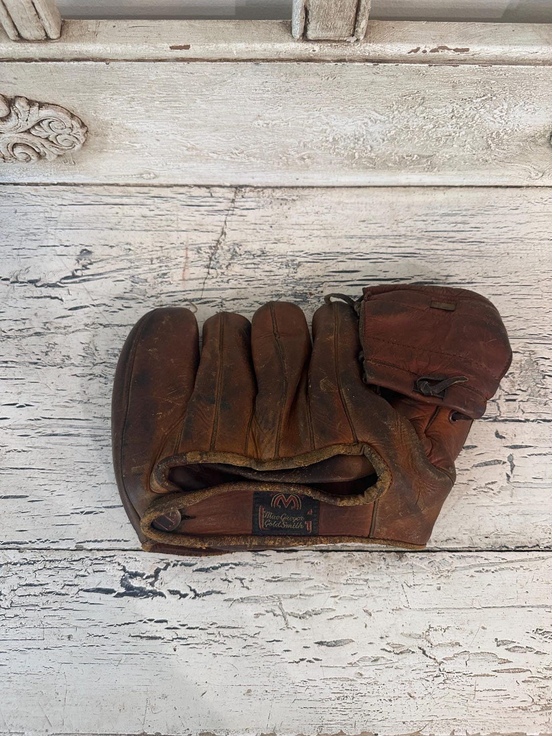 Antique Leather Baseball Glove or Catchers Mitt - Rustic Decor - Game ...