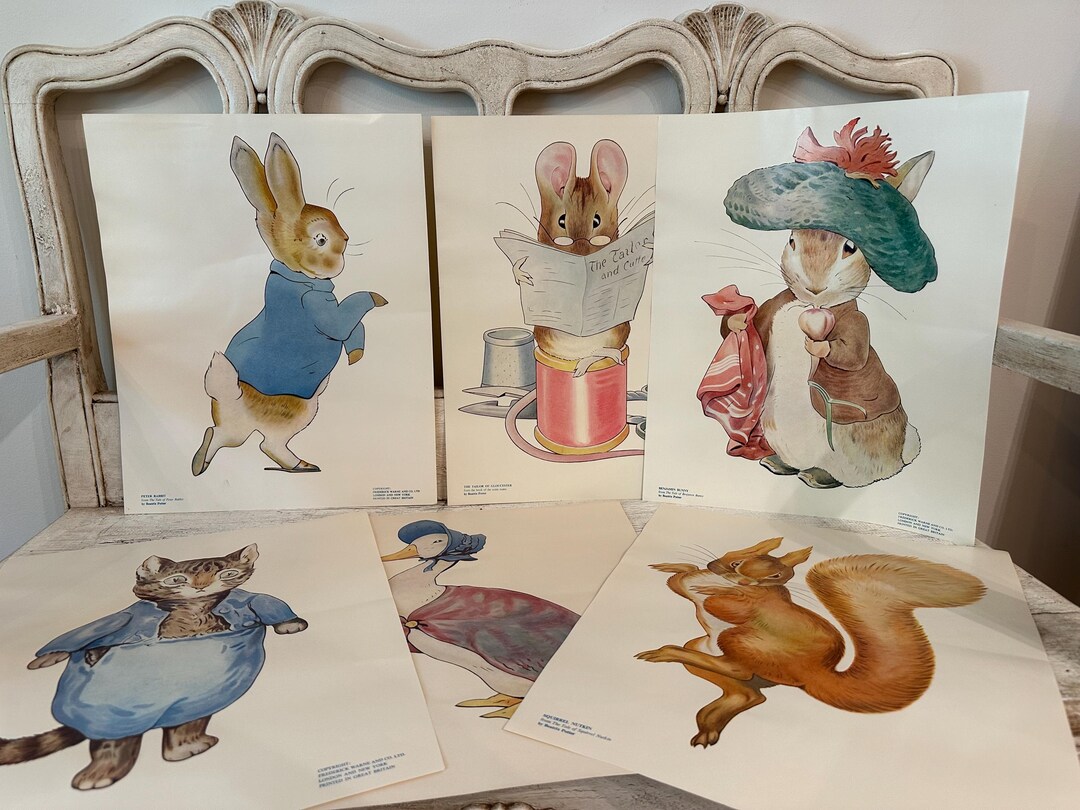 6 Vintage Peter Rabbit Prints Beatrix Potter Nursery Decor Vintage Wall ...