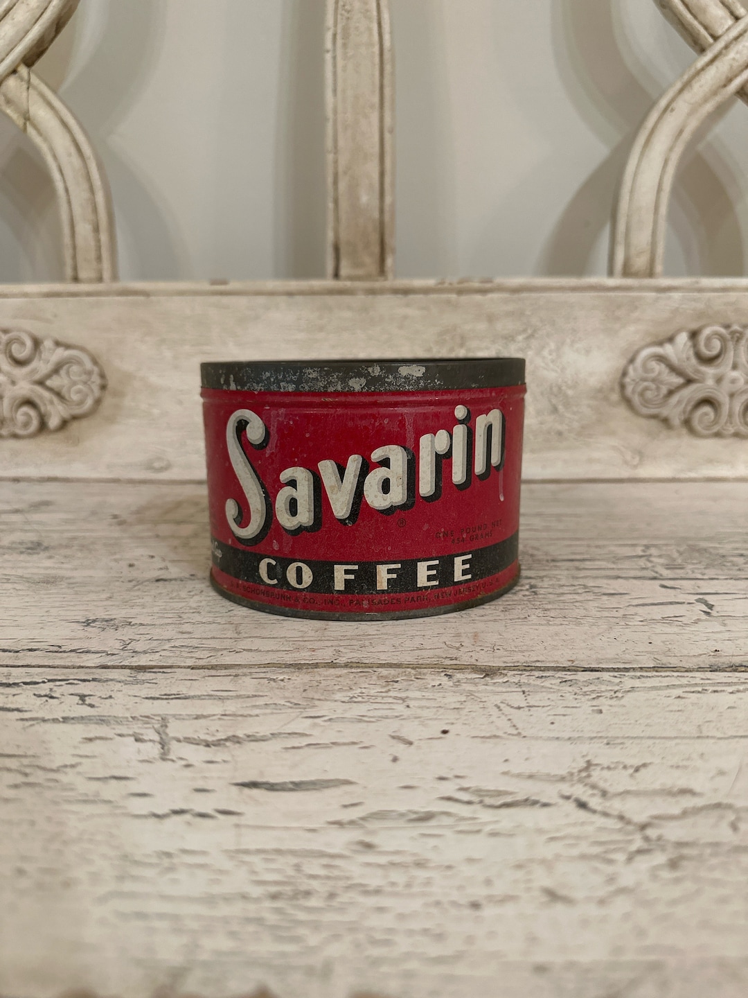 Vintage Coffee Tin - Savarin Coffee - No Lid - Fun Graphics - Etsy