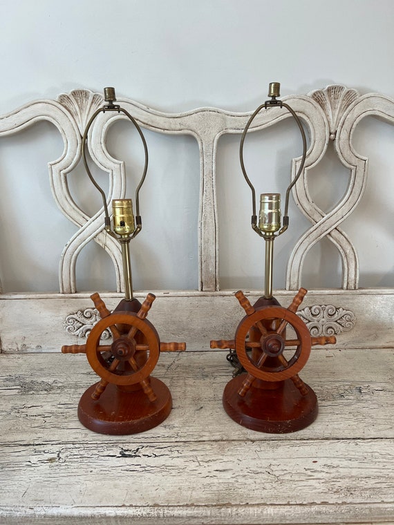 Pair of Vintage Ship's Wheel Lamps Kitschy Nautical - Etsy