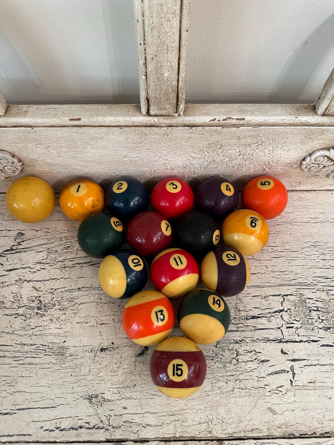Vintage Bakelite Pool Balls Retro, Rustic Home Decor Complete Set - Etsy