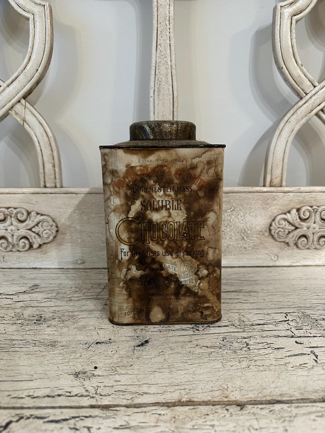 Antique Chocolate Powder Tin With Paper Label - Late 1800s -early 1900s ...