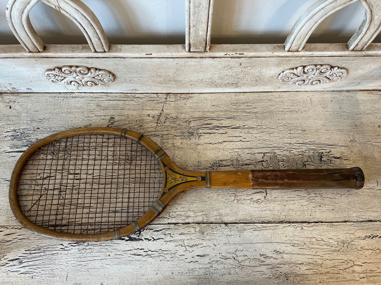 Antique Wooden Tennis Racket Beautiful 1920s Wright & - Etsy