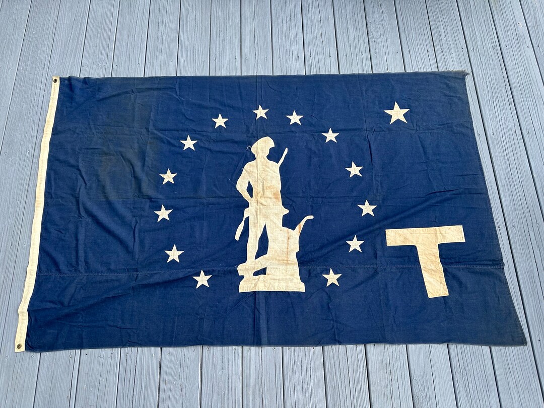 Vintage Minute Man Flag - 1940's - Slightly Discolored, Distressed Flag ...