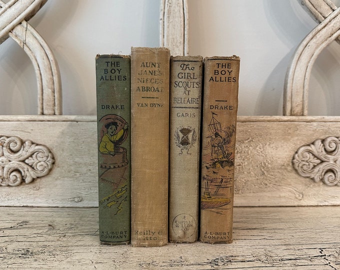 Antique Children's Book Stack - Soft Colors - Rustic Books for Play ...