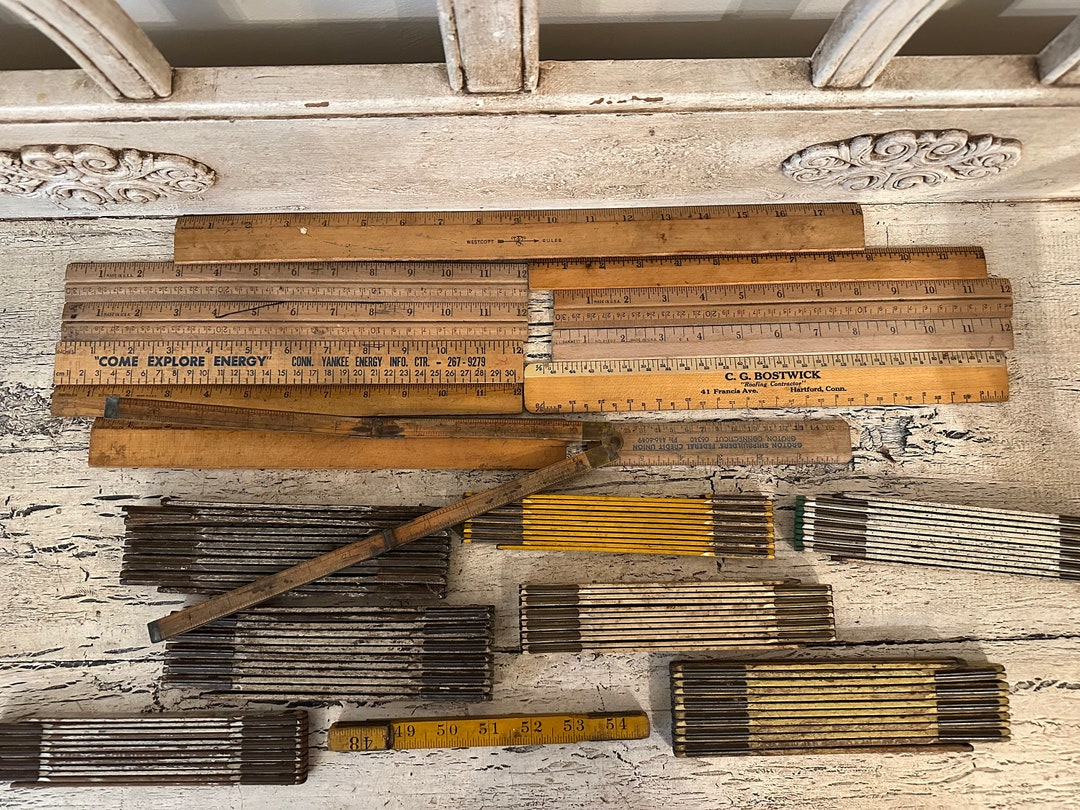 20 Vintage Rulers Wooden Rulers Mixed Lot Fun Folding - Etsy