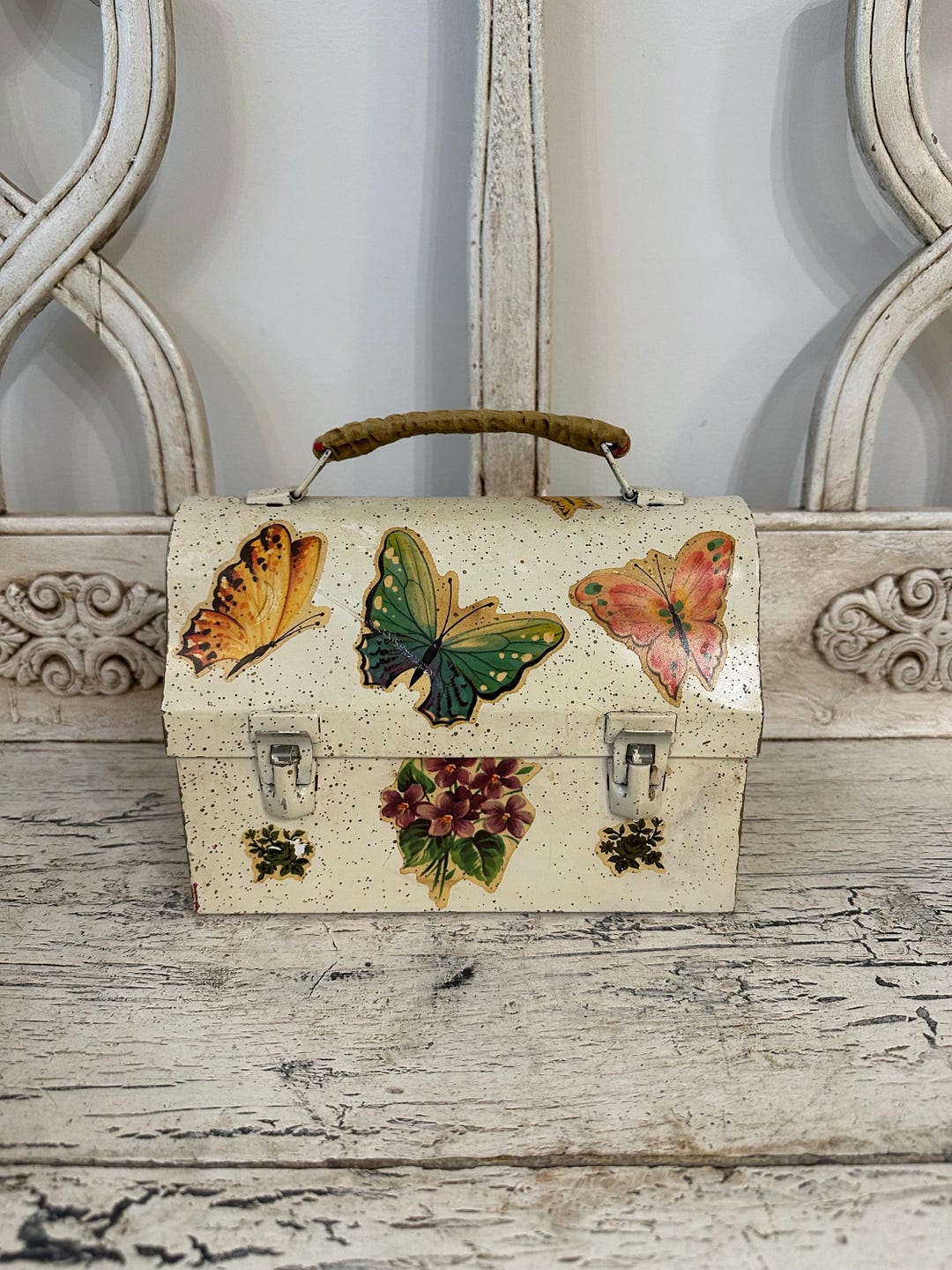 Vintage Dome Top Lunch Box - Retro 1980s Decoupage Project - No Thermos ...