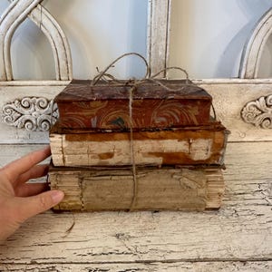 Farmhouse Tattered Book Stack Antique Book Bundle Rustic Home Decor Distressed Victorian Era ...