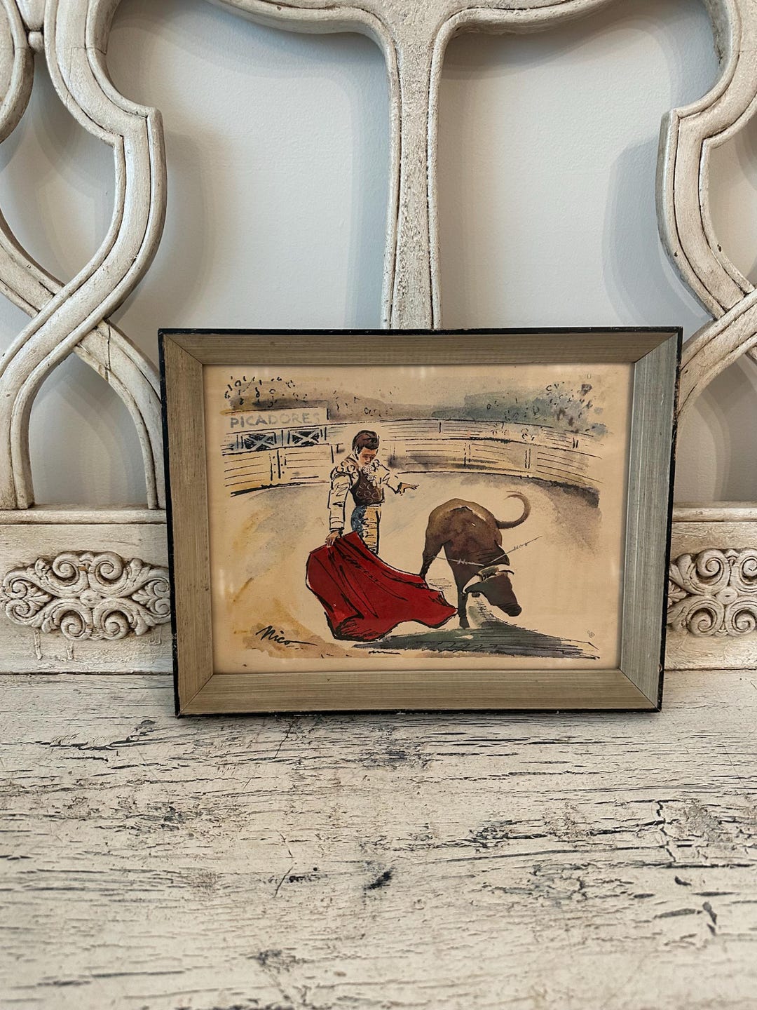 Vintage Framed Print - Mid Century - Matador and Bull - 1950's-60's - Etsy