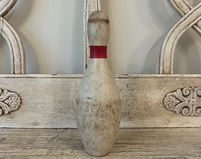 Vintage Duckpin Bowling Pin Red and White - Etsy