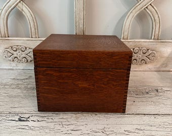 Vintage Wooden File Box - Large Size - Card Catalog Style Storage Box ...