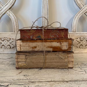 Farmhouse Tattered Book Stack Antique Book Bundle Rustic Home Decor Distressed Victorian Era ...