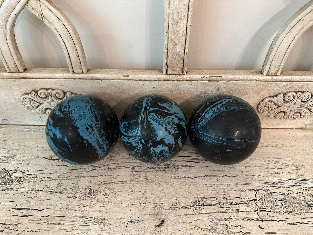 Vintage Duckpin Bowling Balls - 3.5 Pounds - Black and Blue - Brunswick ...