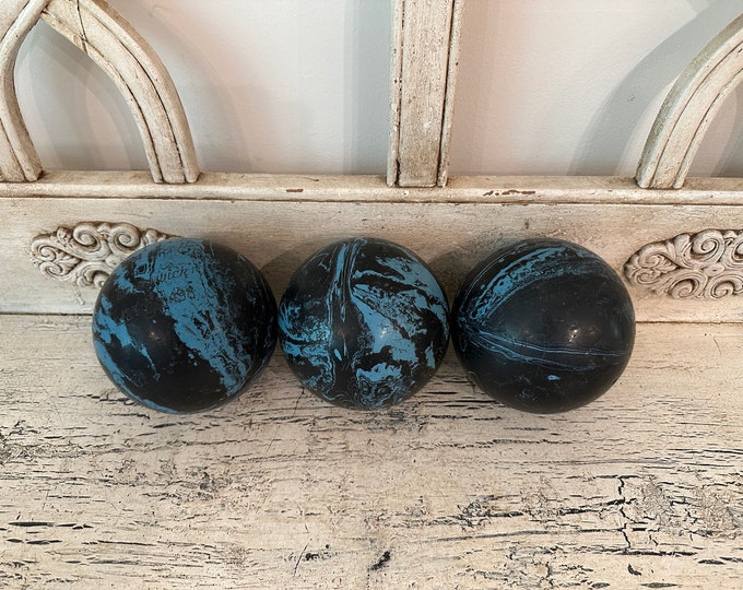 Vintage Duckpin Bowling Balls - 3.5 Pounds - Black and Blue - Brunswick ...