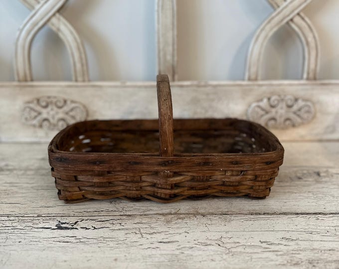 Small, Woven Garden Basket With Handle - Shelton Basket - Distressed ...