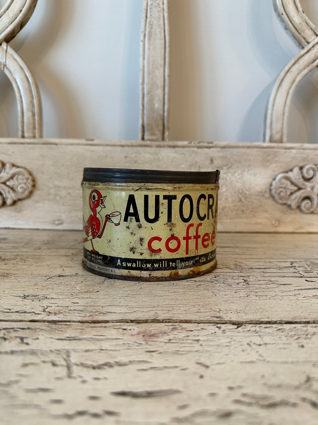 Vintage Coffee Tin - Autocrat Coffee Tin - No Lid - Fun Graphics - Etsy