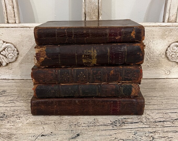 Antique Leather Book Stack 18th Century Books From the Late 1790's ...