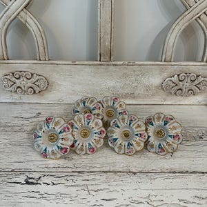 Vintage Ceramic Curtain Tie Backs Set of 6 Pretty, Hand Painted, Pink ...