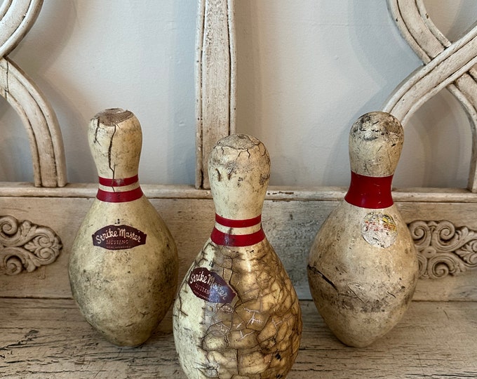 Vintage Duckpin Bowling Pins - Red and White - Set of 3 - Etsy