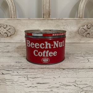 Vintage Coffee Tin - Beechnut Coffee Tin - With Lid - Fun Graphics - Etsy