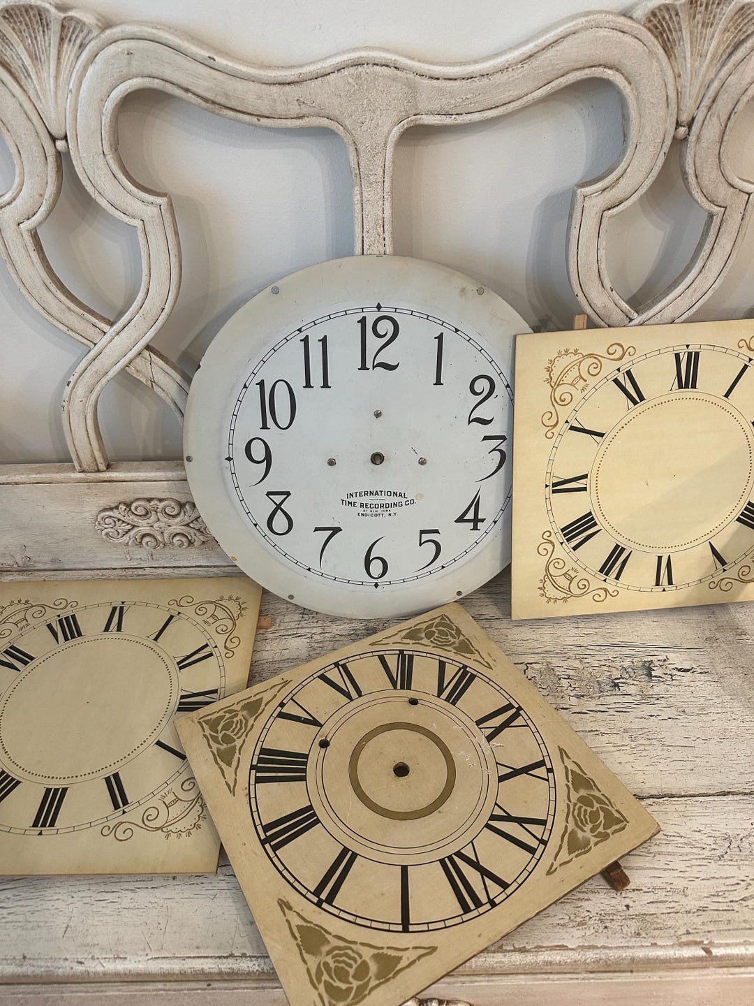 4 Vintage Clock Faces - Large Size - Antique and Rustic and Rusty for ...