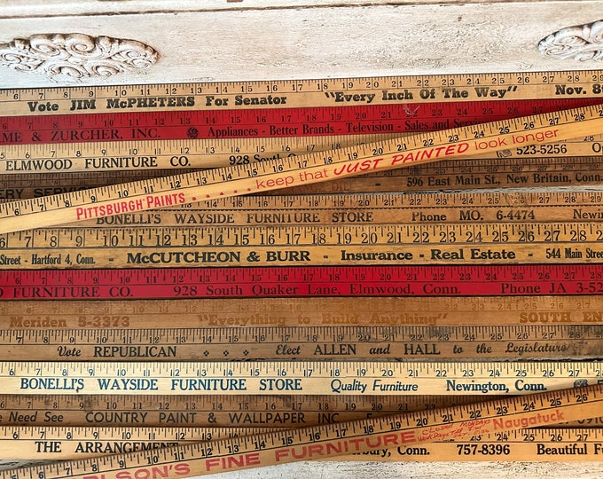 15 Vintage Wooden Yard Sticks - Assorted Styles - Fun Advertising ...