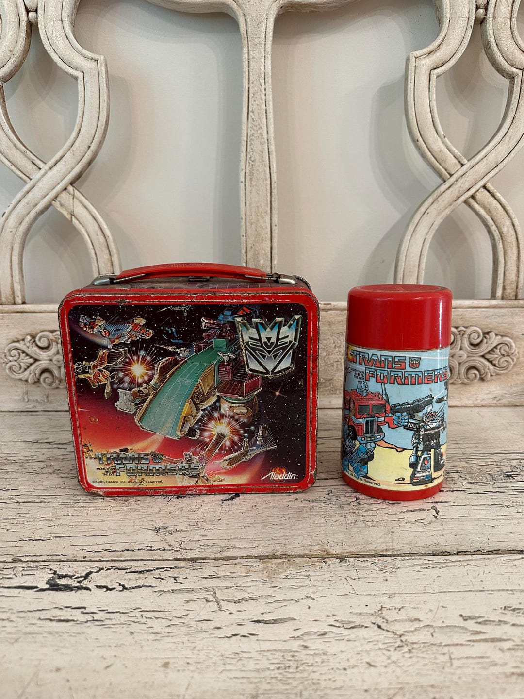 Vintage Metal Lunch Box With Thermos - Transformers - 1986 - Rusty ...