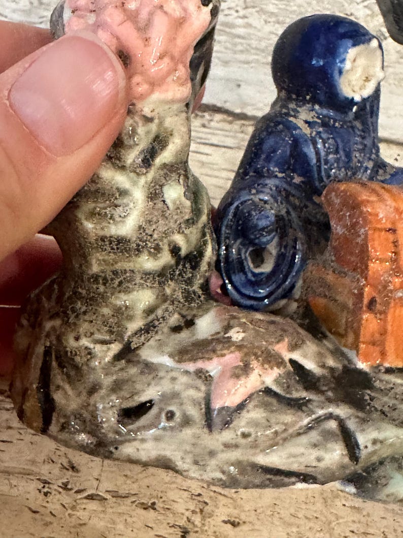 Vintage Aquarium Decoration - Scuba Diver With Treasure Chest - Ceramic ...