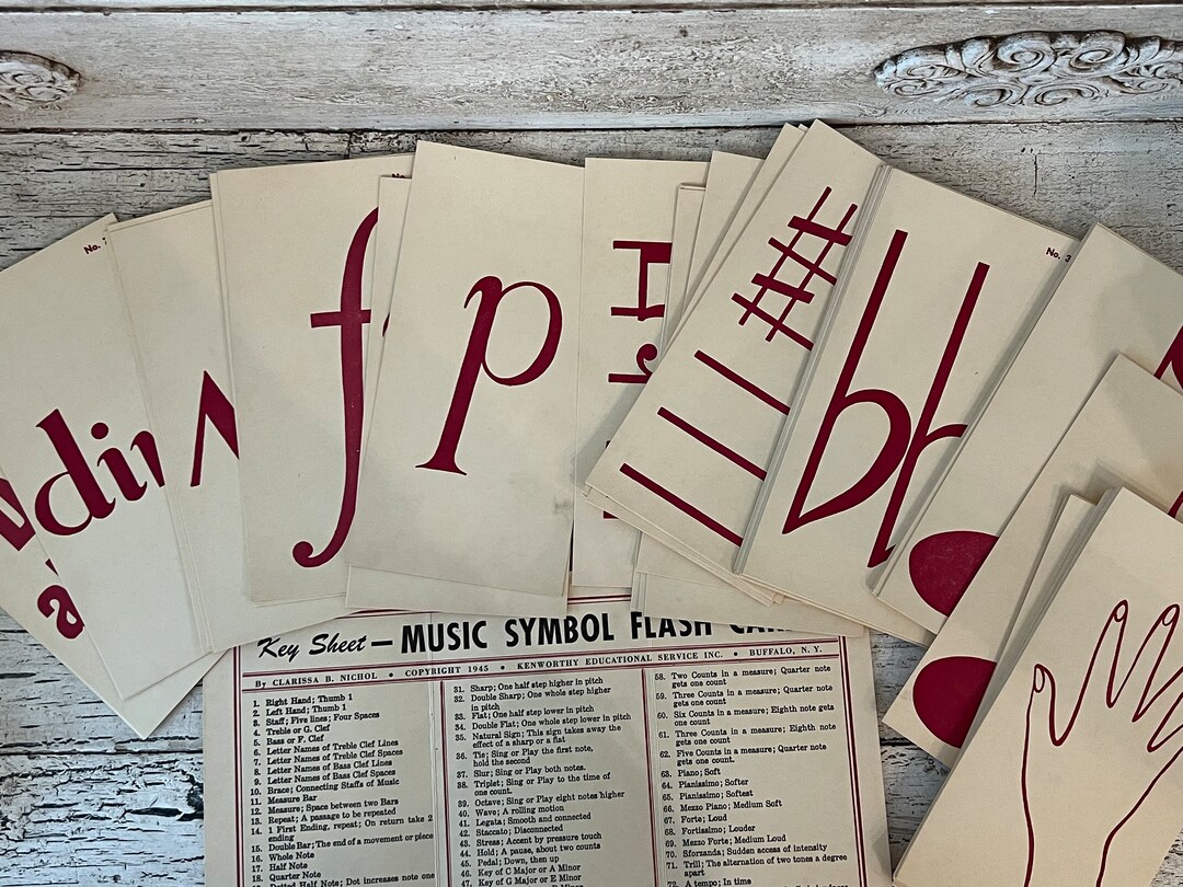Set of Vintage Music Symbol Flash Cards From 1945 Complete Set - Etsy