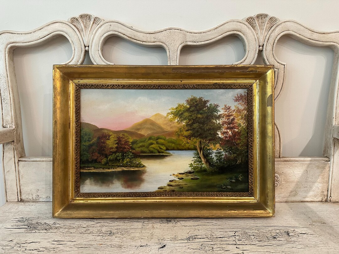 Antique Oil Painting - Pretty River Landscape - Signed - Distressed - Etsy