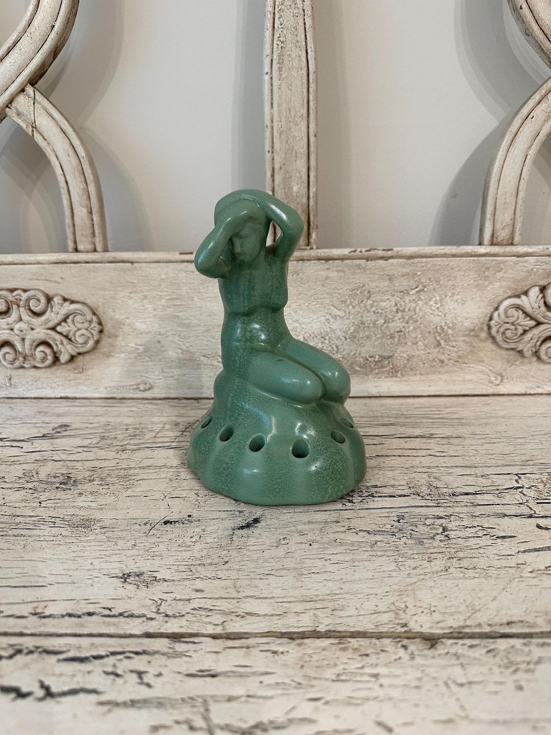 Vintage Art Deco Ceramic Flower Frog - Beautiful Kneeling Woman ...
