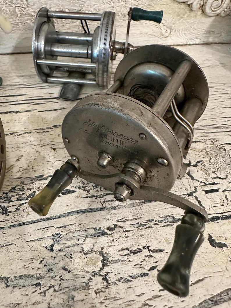 Vintage Fishing Reels - Rustic Cabin Decor - Woodland, Rustic, Antique ...
