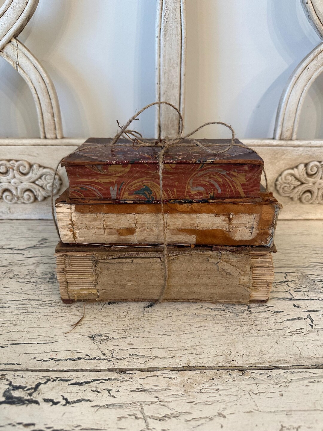 Farmhouse Tattered Book Stack Antique Book Bundle Rustic Home Decor ...