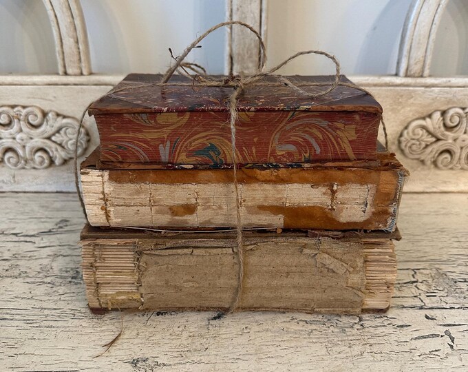 Farmhouse Tattered Book Stack - Antique Book Bundle - Rustic Home Decor ...