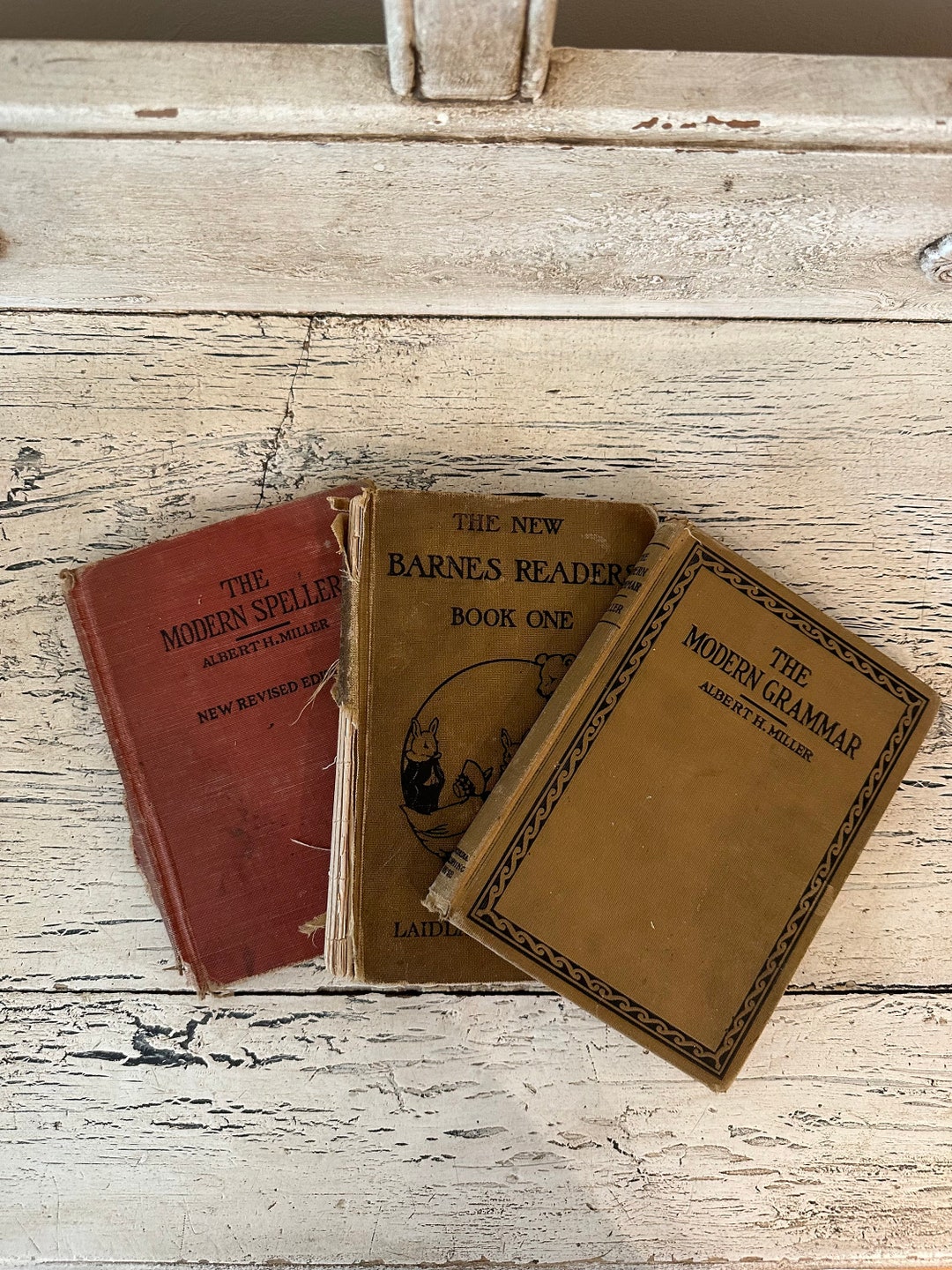 Rustic School Book Stack - Vintage 1920s School Spelling and Reading ...