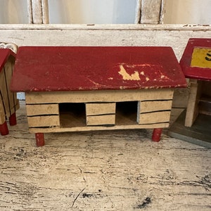 Vintage Model Train Set Houses and Buildings Folk Art Hand Made Rustic ...