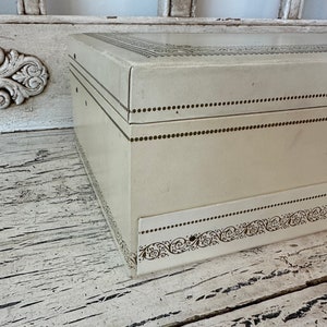 Vintage Jewelry Box With Original Key Mele White and Blue Tiered ...