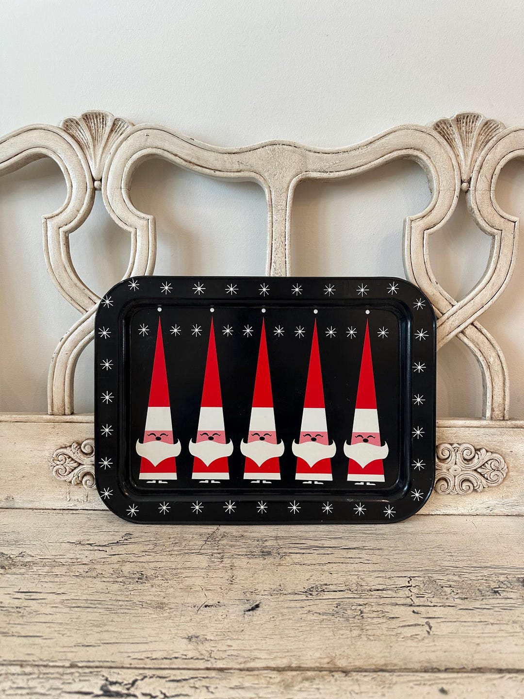 Vintage Santa Tray - 1950's Holt Howard Atomic Gnome Sants Tray - Black ...