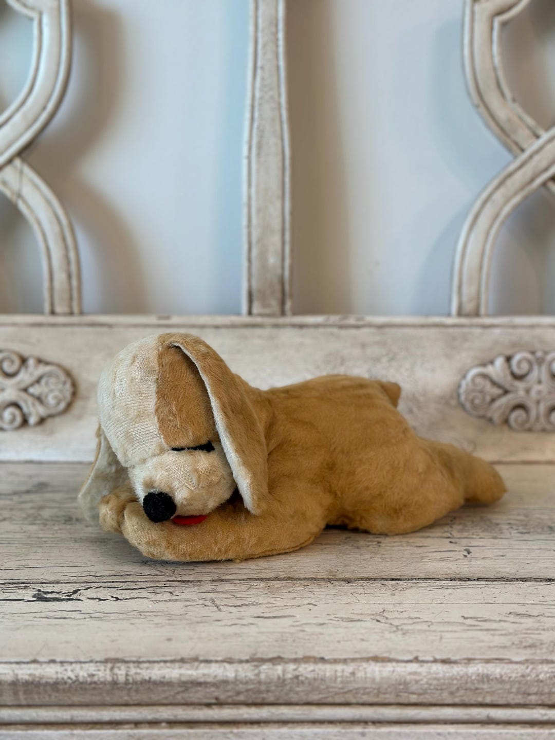 Vintage Dog Stuffed Animal - Weathered and Worn Sleeping Puppy ...