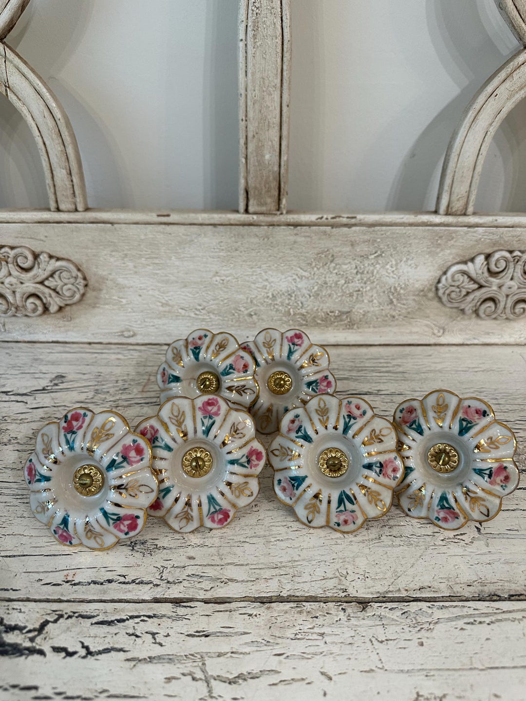 Vintage Ceramic Curtain Tie Backs - Set of 6 - Pretty, Hand Painted ...