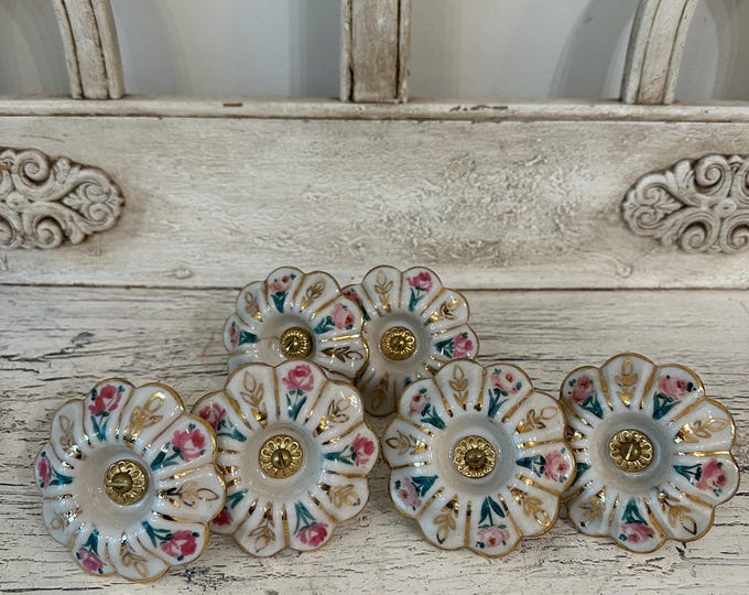 Vintage Ceramic Curtain Tie Backs - Set of 6 - Pretty, Hand Painted ...