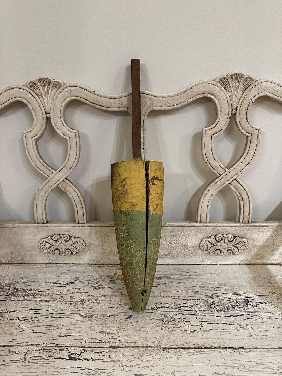 Rustic Wooden Lobster Buoy - Weathered, Cracked Wooden Fishing Float ...