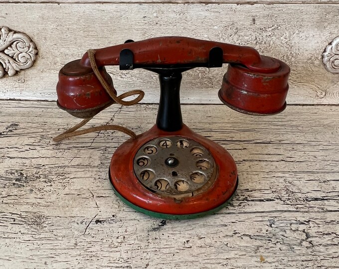 Vintage Children's Play Telephone Rustic Metal Toy Phone - Etsy