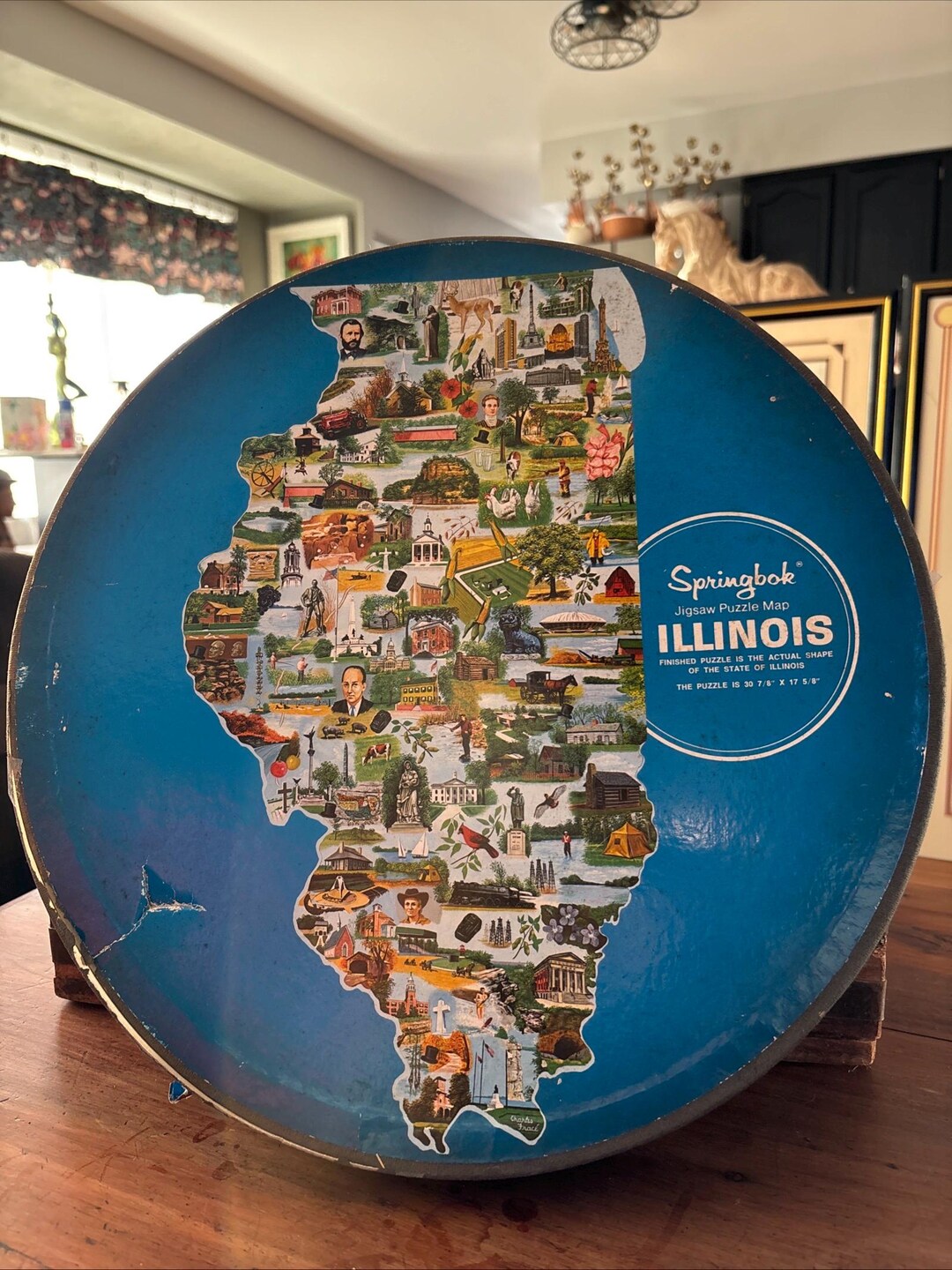 RARE Vintage 1969 Springbok Contour 450 Pc. State of Illinois Puzzle ...