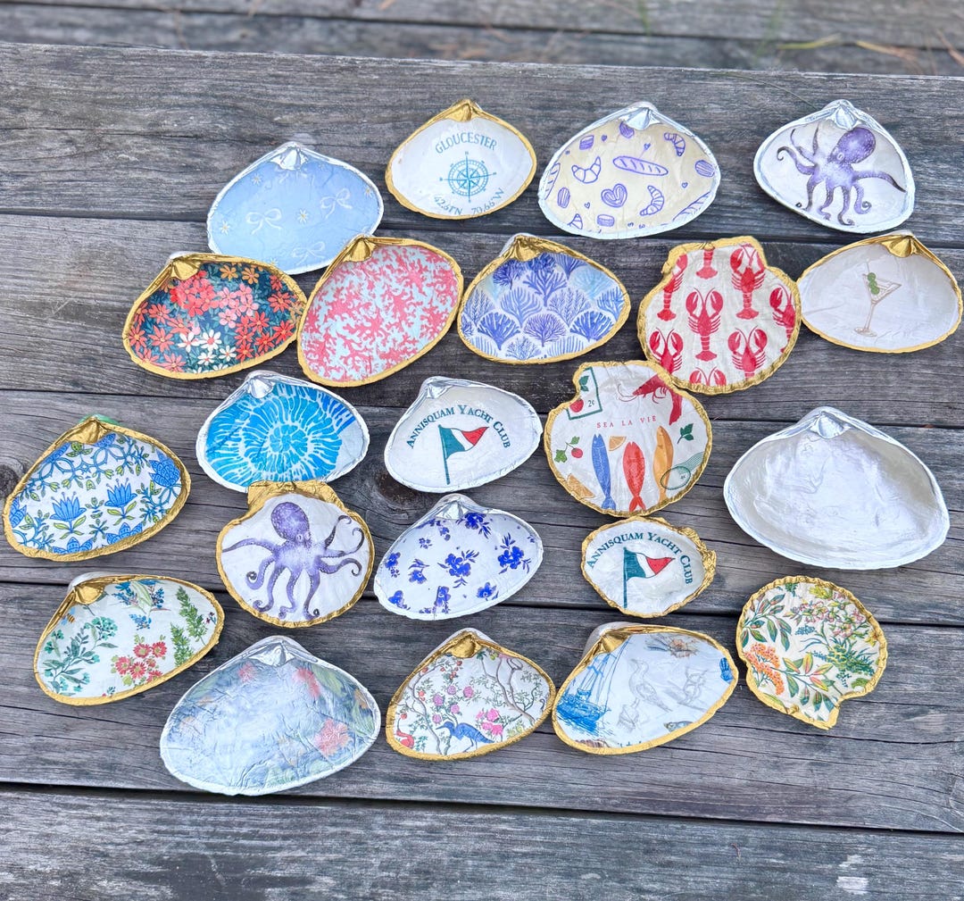 Large Decorated Clam Shell Catch-all Dish - Etsy