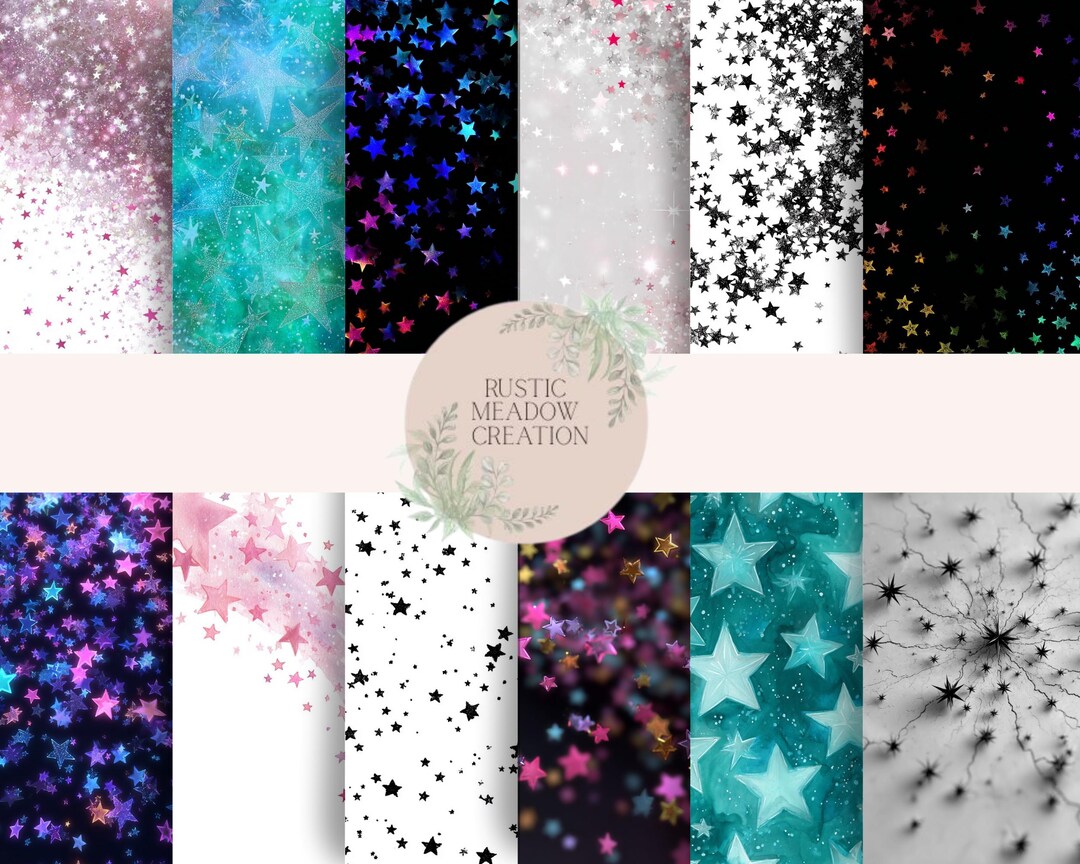 Various Stars Colour Background Paper, Junk Journal, Crafting ...