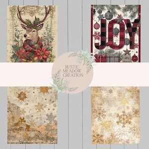 Christmas Background Paper, Junk Journal, Scrapbook, Crafts, Cards ...
