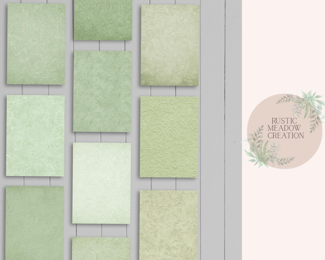 Sage Green Digital Paper: Junk Journal Scrapbook Background (digital ...