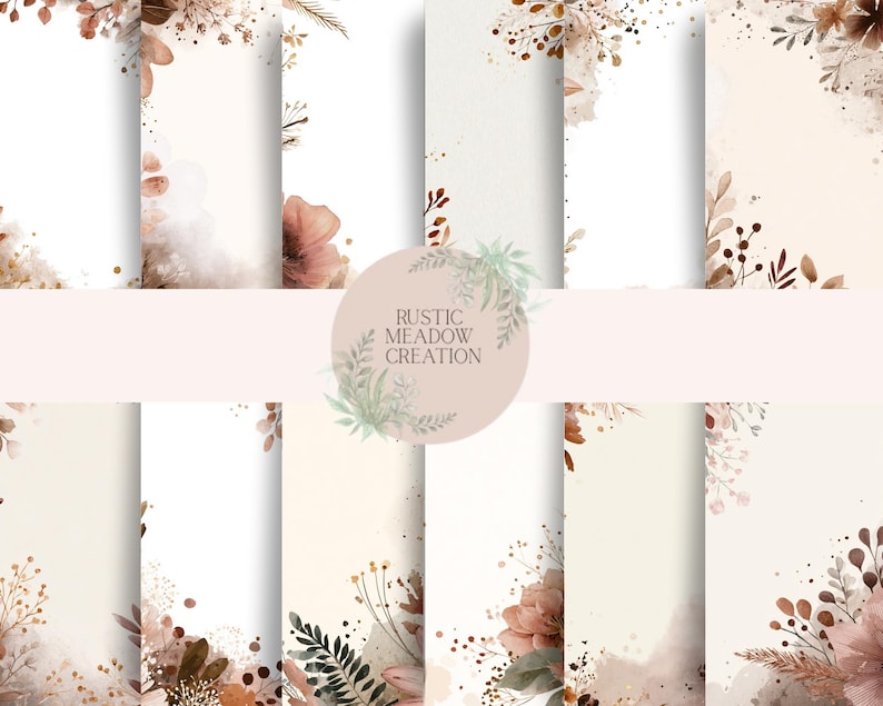 Boho Floral Border Paper: Junk Journal, Scrapbook, Craft, Digital ...